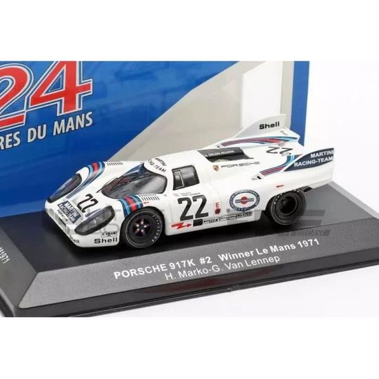 Voiture Miniature de Collection - IXO 1/43 - PORSCHE 917 K - Blanc/Bleu ...
