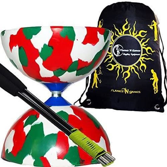 Juggle eam Jester Diabolo Set (Rouge-Vert-Blanc)+ Diablo Baguettes en ...