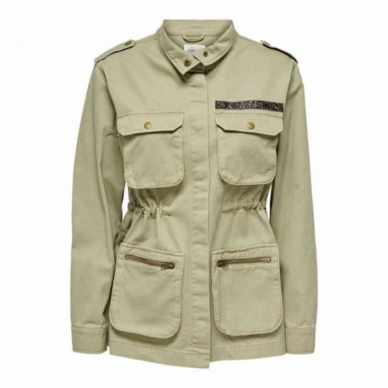 Veste saharienne poches coton Femme ONLY Kaki - Cdiscount Prêt-à-Porter