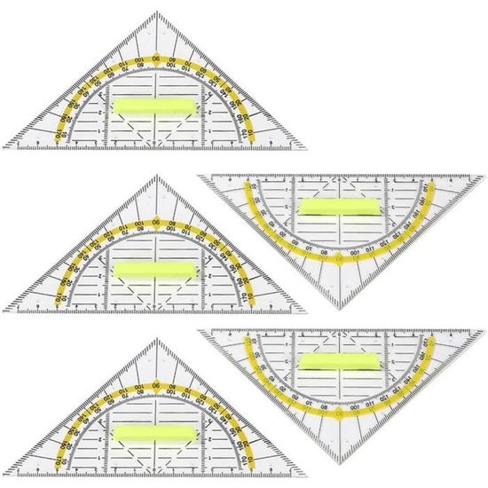 Set De 5 Equerre Ecole,Regle Equerre Rapporteur,Équerre Géométrique ...