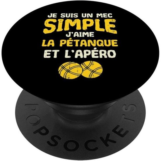Mec Simple Pétanque Apéro Humour Bar Jeux Boule Homme Cadeau PopSockets ...
