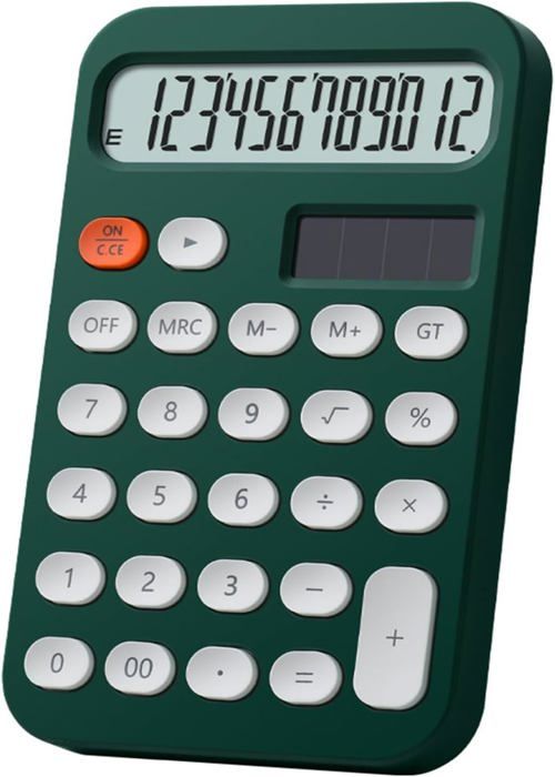 Calculatrice De Bureau Colore nergie Solaire Piles 12 Chiffres Ovales Avec Grand cran Lcd Et ...