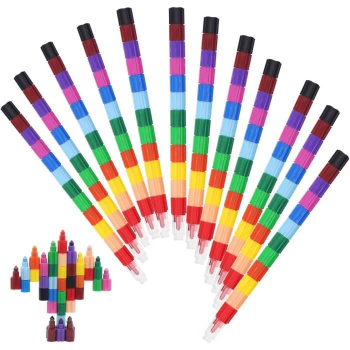Crayons De Cire Empilables,Crayons Bloc Construction,Crayon De Couleurs ...
