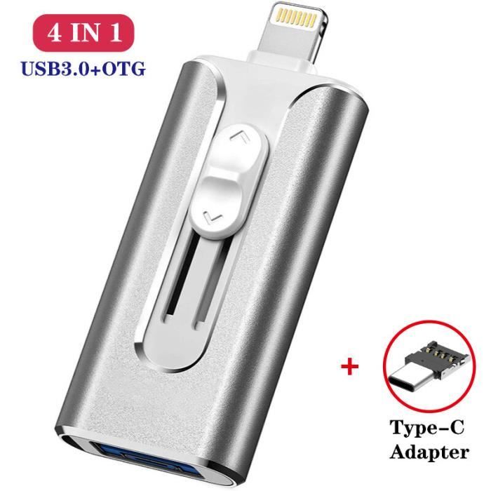 Clé USB OTG 4 en 1 - Silver send - 8 Go - USB 3.0 - Compatible iPhone ...