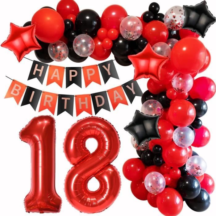 Rouge 18 Ans Ballons Guirlande Fille 18 Arche Ballon Anniversaire Rouge ...