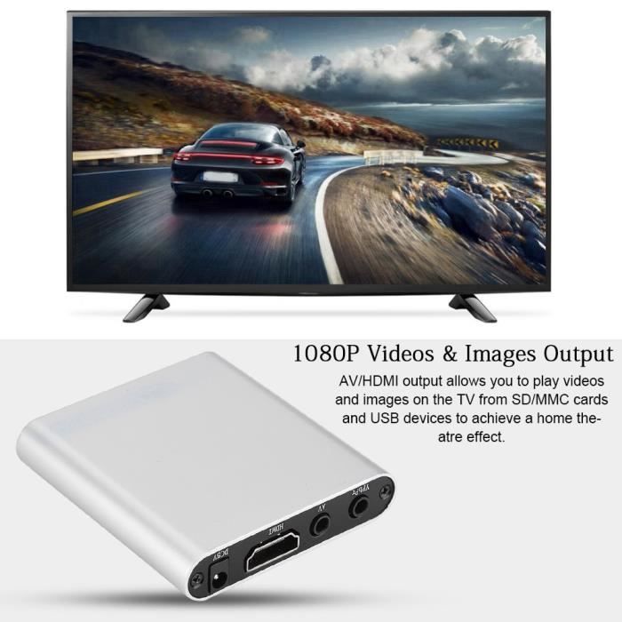 HURRISE Lecteur multimédia 1080P Mini lecteur multimédia HD Son stéréo ...