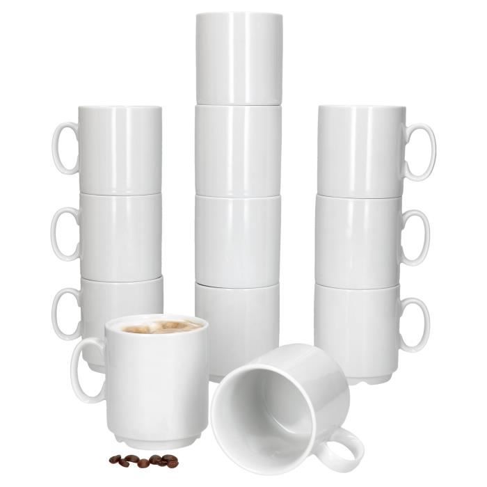 Tasses à café - MamboCat - EVENT - Porcelaine blanche - Lot de 12 ...