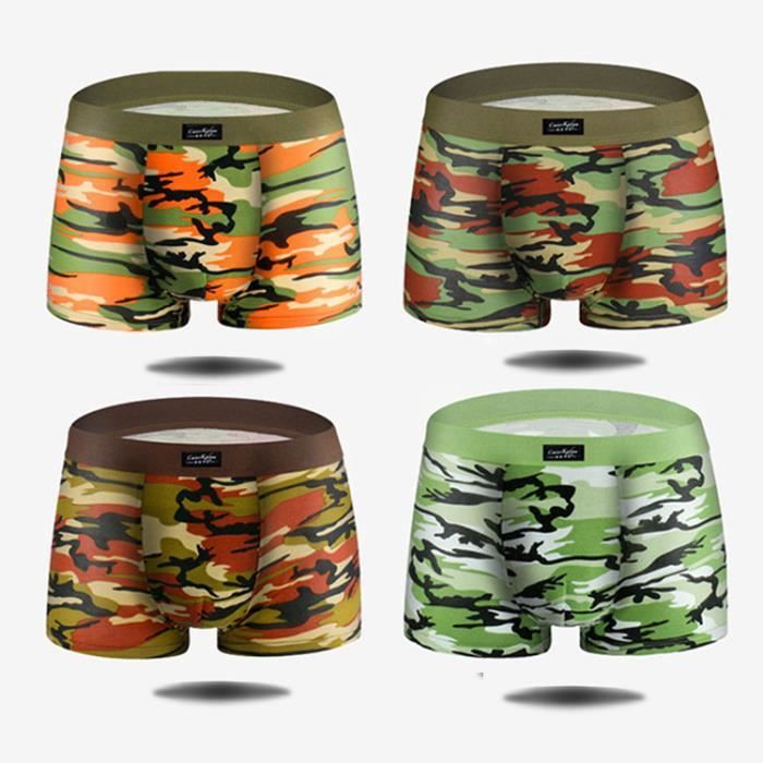 Lot de 4 Boxer Homme Camouflage Hommes modal shorty U Confortable Brun ...
