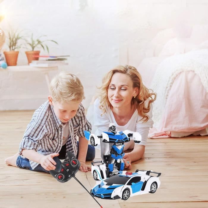 Voiture télécommandée - Shipenophy - Voiture et robot 2 en 1 - Voiture de police bleue ...