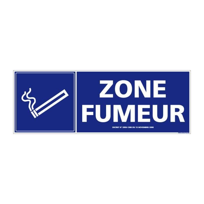 Panneau information zone fumeur avec texte et pictogramme - PVC ...