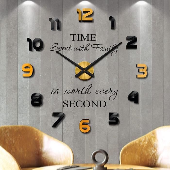 Vangold Pendule Murale 3D Géante au Design Moderne Horloge Murale pour ...