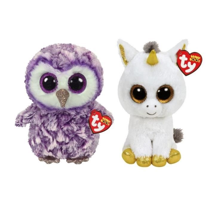 Ty - Peluches - Beanie Buddy - Moonlight La Chouette & Pegasus Licorne ...