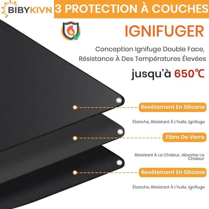 Tapis de Barbecue,Tapis Barbecue sol Fibres de Verre en Silicone,Tapis ...