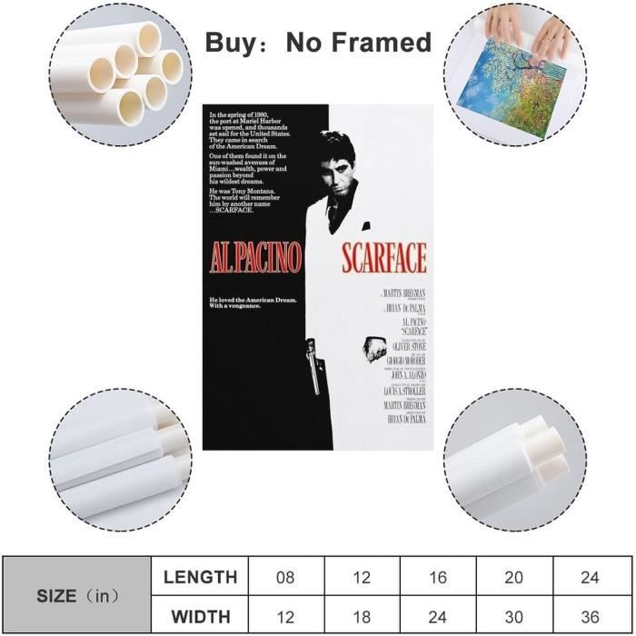 Poster Toile Film Scarface Impression Photo Sur Toile Décoration Murale ...