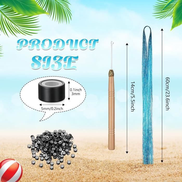 200 Mèches de Tinsel de Cheveux Clinquant de Cheveux à Paillettes Kits ...