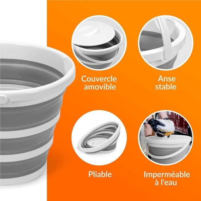 Seau Pliable 10 Litres Avec Couvercle | Sceau Retractable 10L En ...