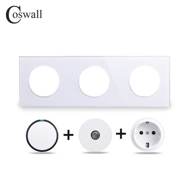 Prise,EU socket-220-250V--interrupteur mural avec panneau en verre ...