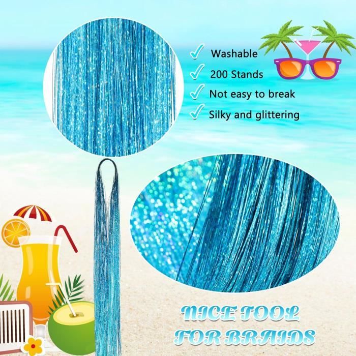 200 Mèches de Tinsel de Cheveux Clinquant de Cheveux à Paillettes Kits ...