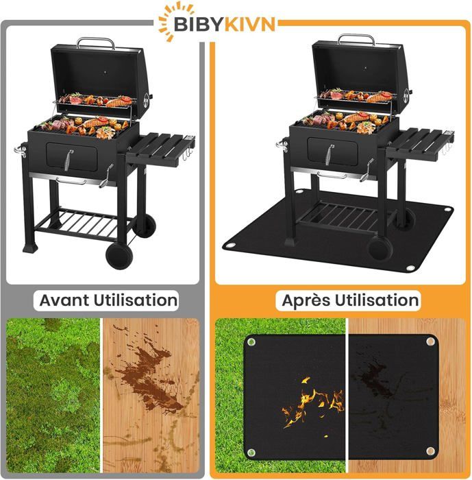 Tapis de Barbecue,Tapis Barbecue sol Fibres de Verre en Silicone,Tapis ...