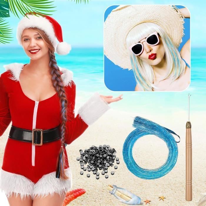 200 Mèches de Tinsel de Cheveux Clinquant de Cheveux à Paillettes Kits ...