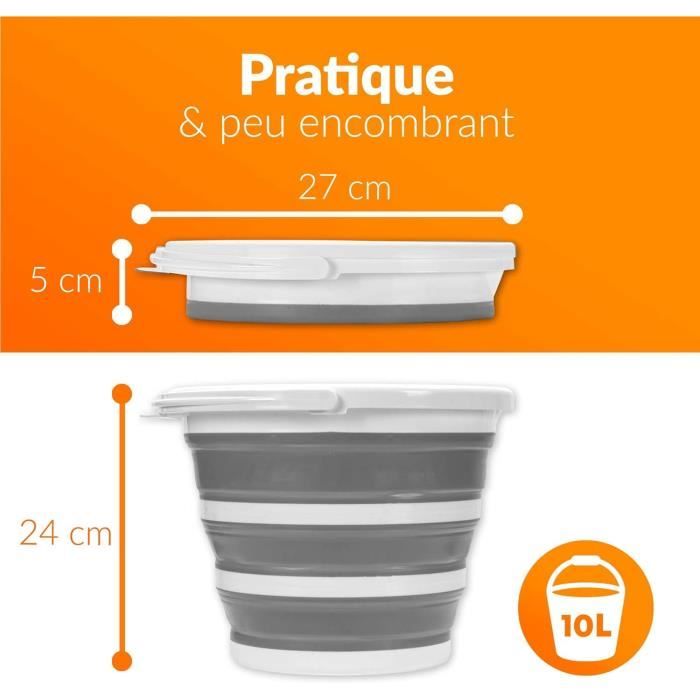 Seau Pliable 10 Litres Avec Couvercle | Sceau Retractable 10L En ...