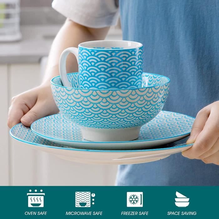 Vancasso, série Natsuki, Service de Table Japonais en Porcelaine, 16 ...