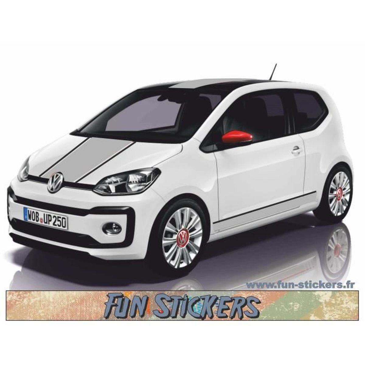Volkwagen VW Up bandes capot toit hayon latérales - GRIS ALU - Kit ...