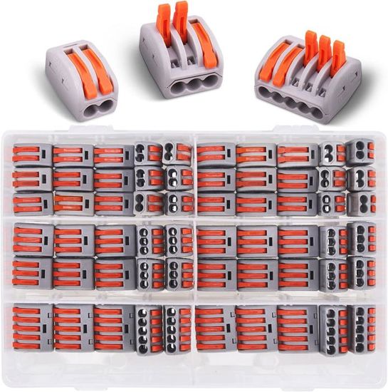 60 connecteurs électriques avec levier de commande, 20 pinces à 2 voies, 30 pinces à 3 voies, 10 ...