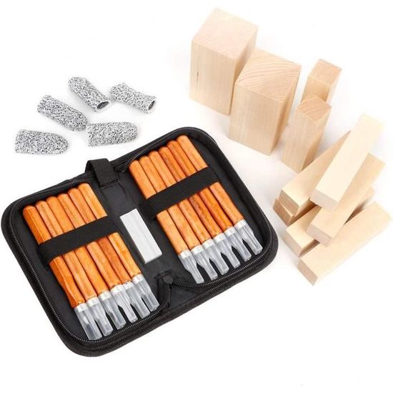 Kit Sculpture Bois Outils, Outil de Gravure Bois Kit avec 12 couteaux ...