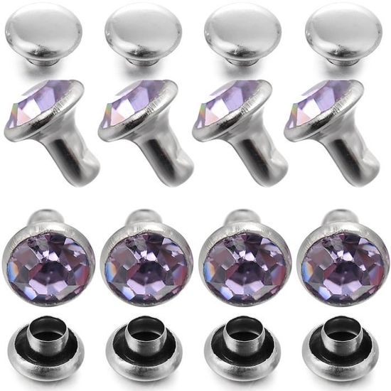 Rivets,Ensemble de 100 Rivets colorés, 4mm CZ cristal, strass de ...