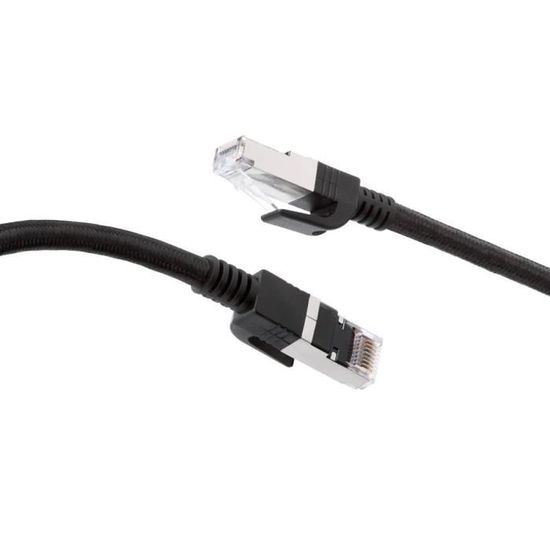 Câble Ethernet RJ45 - CAT 8 - 10m - Double Blindage S-FTP - Vitesse 40 ...