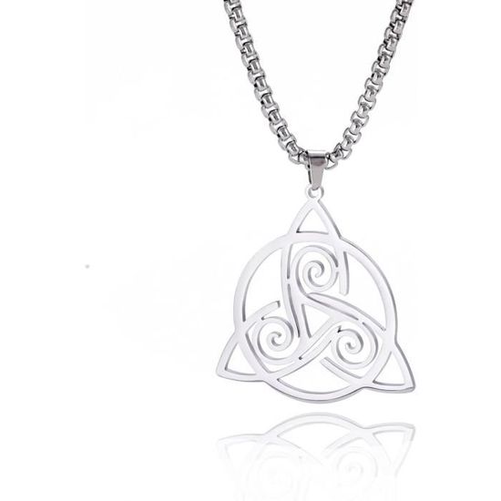 Collier Avec Nœud Celtique En Spirale Triple Spirale Triskel Celtique ...