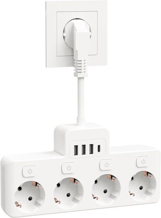 Multiprise 4 Voies avec Interrupteur, multiprise avec 3 USB-A et 1 USB ...