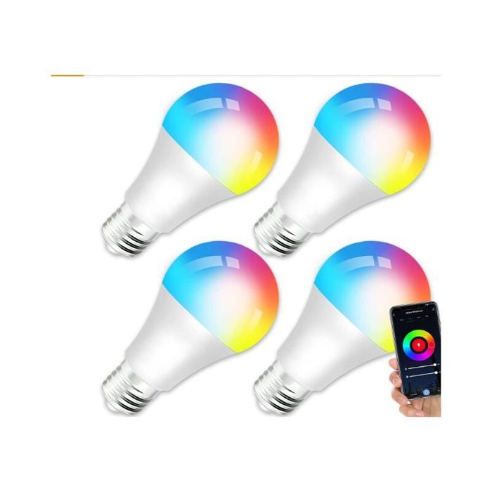 Ampoule Connectã©E Wifi E27 10w Led Multicouleurs Rgb + Cct 2000k-4000k, Compatible Avec Alexa ...