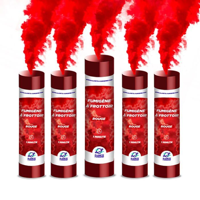 PLANETE FUMIGENE Fumigène a Main 1 MINUTE couleur Rouge - Lot de 5 ...