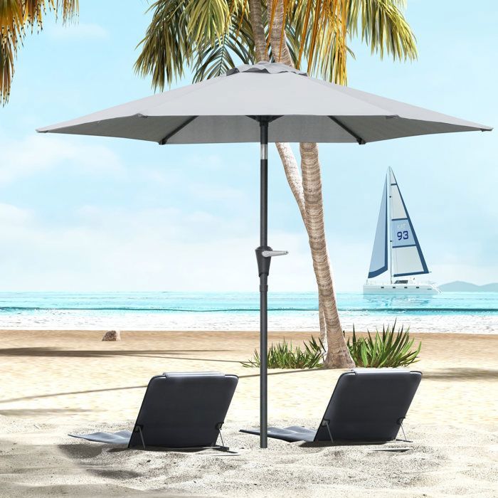 Parasol de Jardin Hexagonal Inclinable 2,3m X 2,16m, Toile Polyester ...