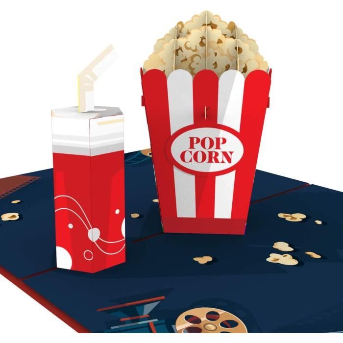 Carte Pop-Up Popcorn – Carte 3D pour soirée cinématographique ou comme ...
