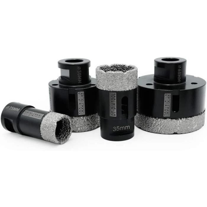 Ensemble de Forets Diamant 25-35-50-68mm Scie Cloche pour Forage à Sec Carrelage Porcelaine ...