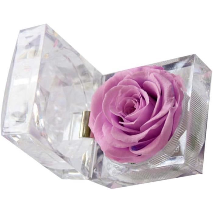 Rose Éternelle - Véritable Fleur Immortelle Avec Boîte En Verre Carrée ...
