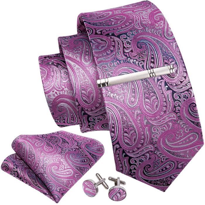 Cravates en soie cachemire pour homme avec mouchoir et boutons de ...