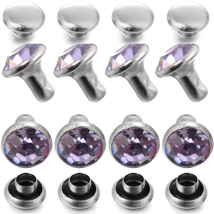 Rivets,Ensemble de 100 Rivets colorés, 4mm CZ cristal, strass de ...