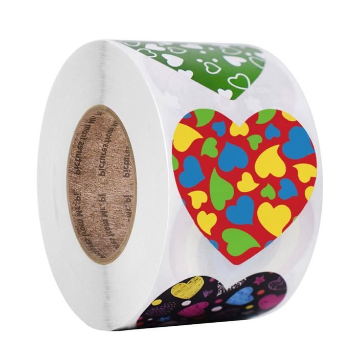 Gommette,Étiquettes autocollantes en forme de cœur rouge, pour ...