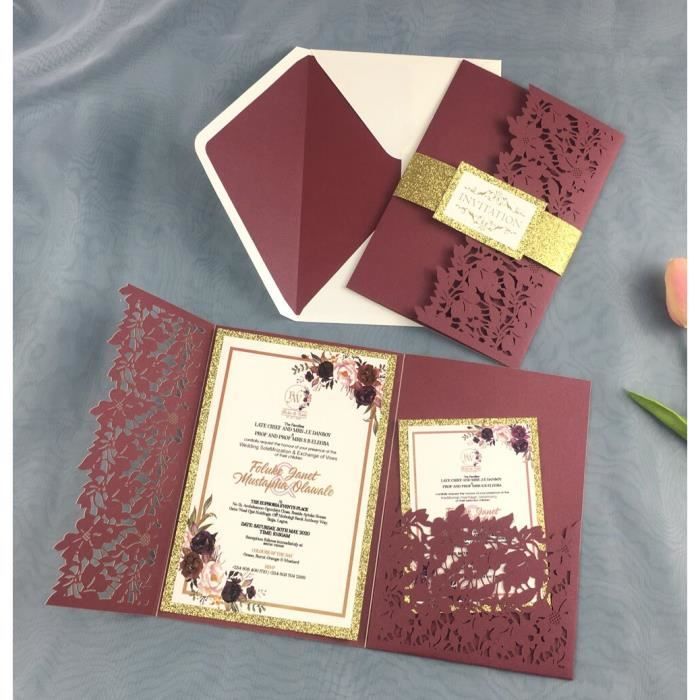 Faire-part - invitation,Cartes d'invitation de mariage de poche ...