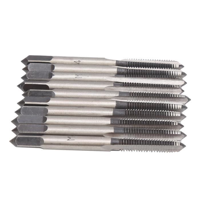 Dilwe Robinet métrique 10 pièces taraud métrique manuel M4 matériel en acier au carbone machines ...