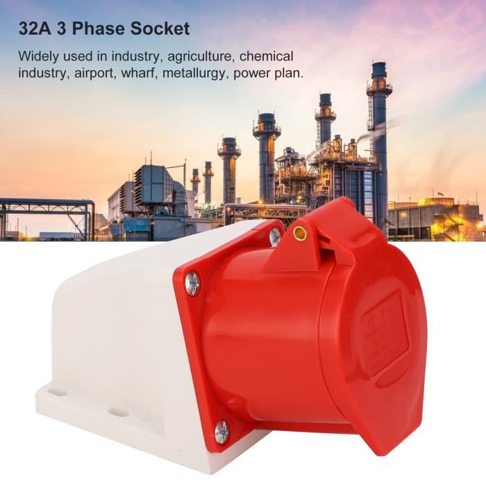 Prise Triphasée 32A 32A 3 Phase Socket, 3 Phase Socket, 124 32A 3 Phase ...