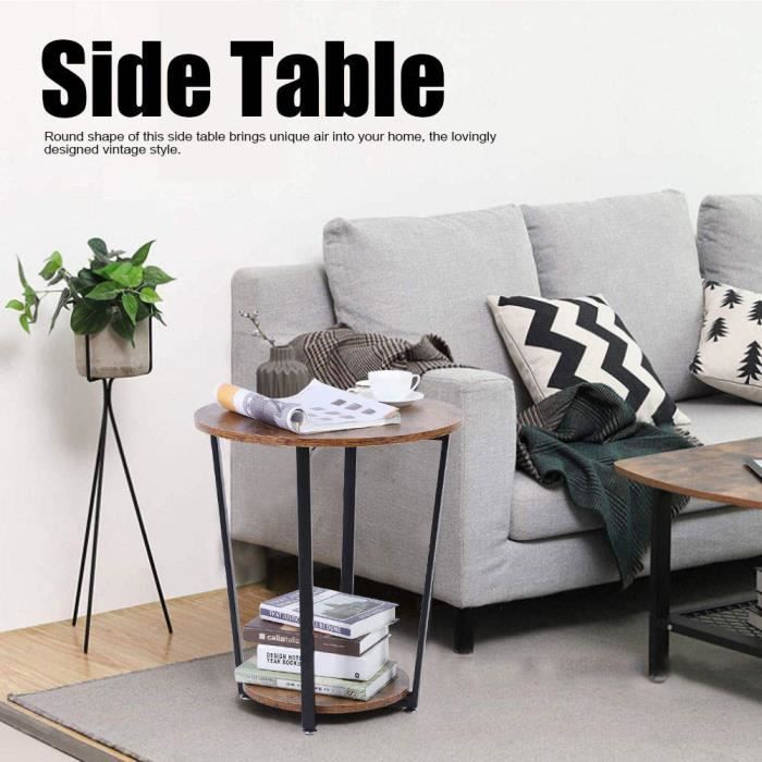 Table ronde de sofa avec support de stockage pour salon chambre à ...