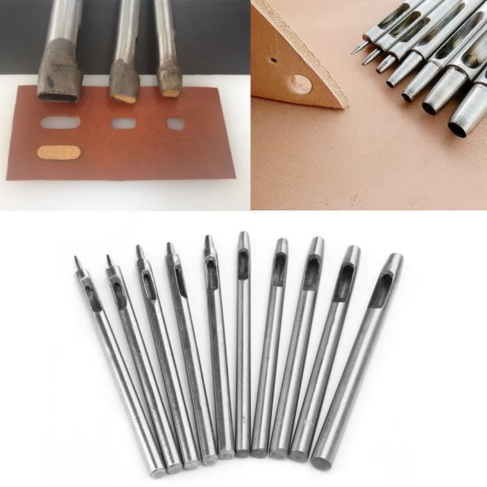Outil de poinçon Ensemble De Poinçons Creux En Cuir 10 Pièces De ...