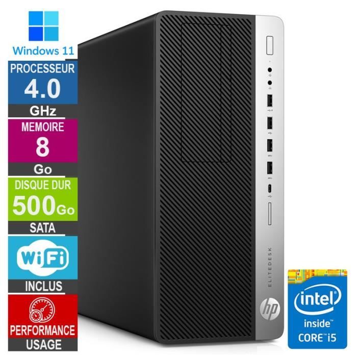 PC HP EliteDesk 800 G4 TWR i5-8400 4GHz 8Go/500Go Wifi W11 - Cdiscount ...
