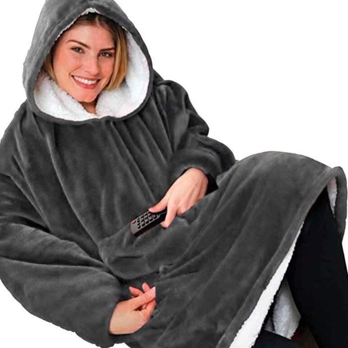 Huggle Hoodie - Ultra Plush Couverture Sweat à Capuche Hiver Chaud Peignoir Réversible ...