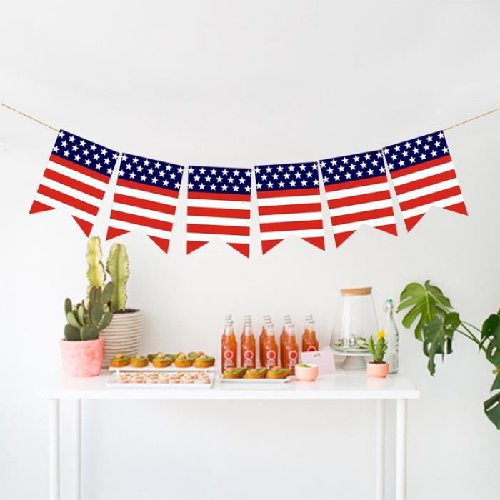 Drapeau américain Independence Day Linen Dovetail Flag Garland Shape ...
